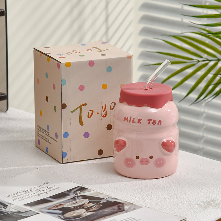 Pre - Order 🧋 Cute Critter Milk Tea Mugs 🐶🐷 – The Curated Store India